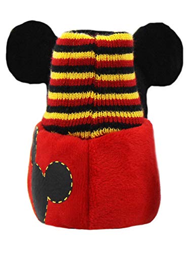 Disney Mickey Mouse Toddler Boys Plush 3D Mickey Head Sock Top Slippers (5-6 M US Toddler, Black/Red)