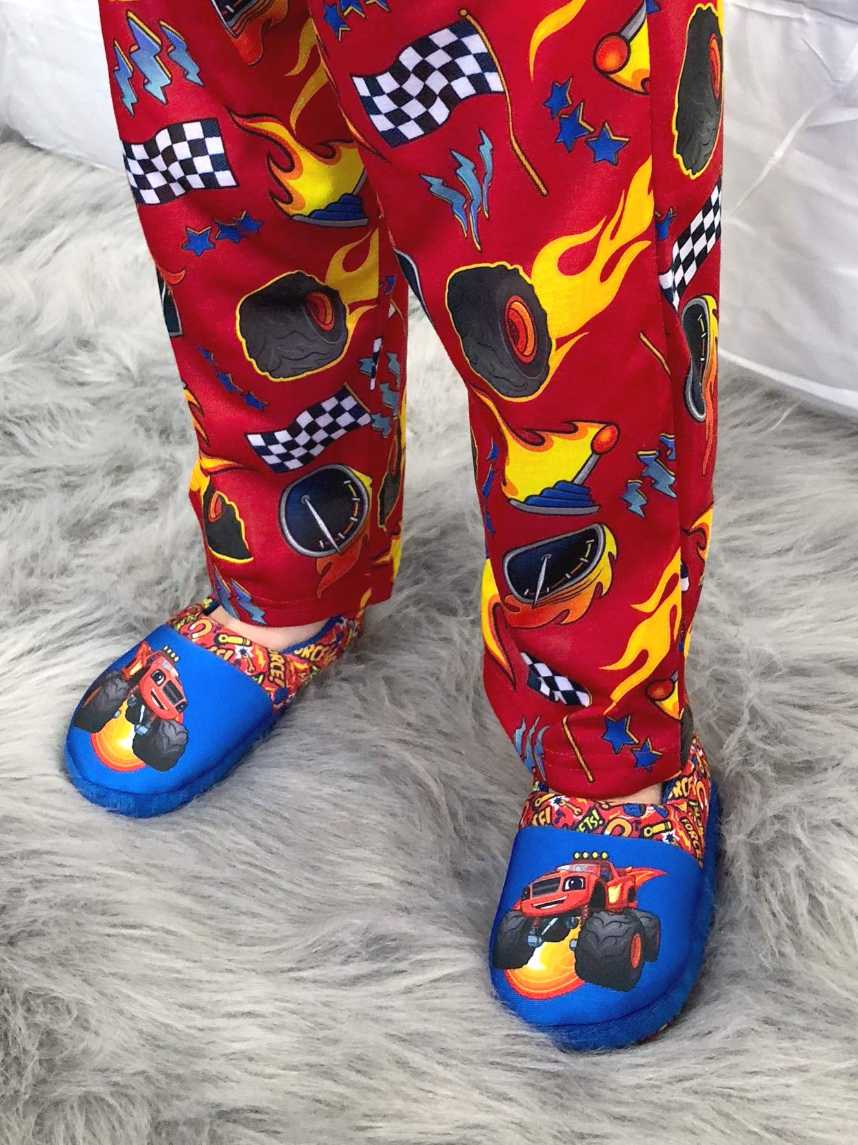 Blaze and The Monster Machines Boys Toddler Plush Aline Slippers (11-12 M US Little Kid, Red/Blue)