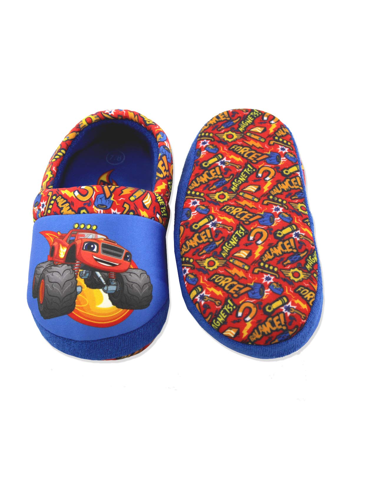 Blaze and The Monster Machines Boys Toddler Plush Aline Slippers (11-12 M US Little Kid, Red/Blue)