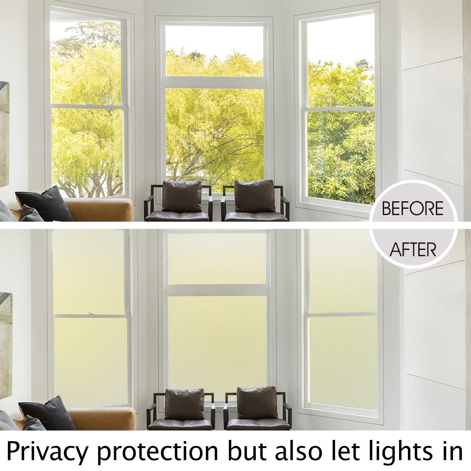 HIDBEA Frosted Window Privacy Film Heat Control UV Blocking, Static Cling Non-Adhesive Reusable Door coverings for Bathroom Home Office (Frosted 11.8 Inch x 6.5 Feet)