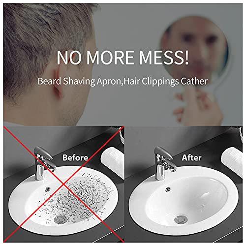 Beard Bib, Beard Apron for Men Shaving and Trimming,Beard Catcher for Shaving, Non-Stick and Waterproof Beard Shaving Cloth with 4pcs Suction Cups and Travel Pouch, Good Gift for Dad/Men(Black)