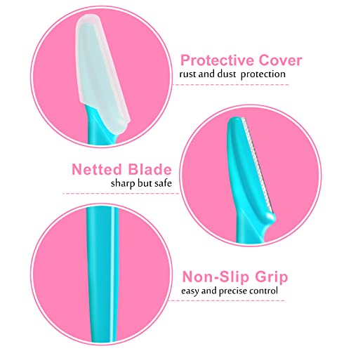 HFATMOS 12 Pcs Eyebrow Razor, Multipurpose Exfoliating Dermaplaning Tool Razors for Women Face, Facial Razors Eyebrow Shaper with Precision Cover for Women Men, Easy to Use
