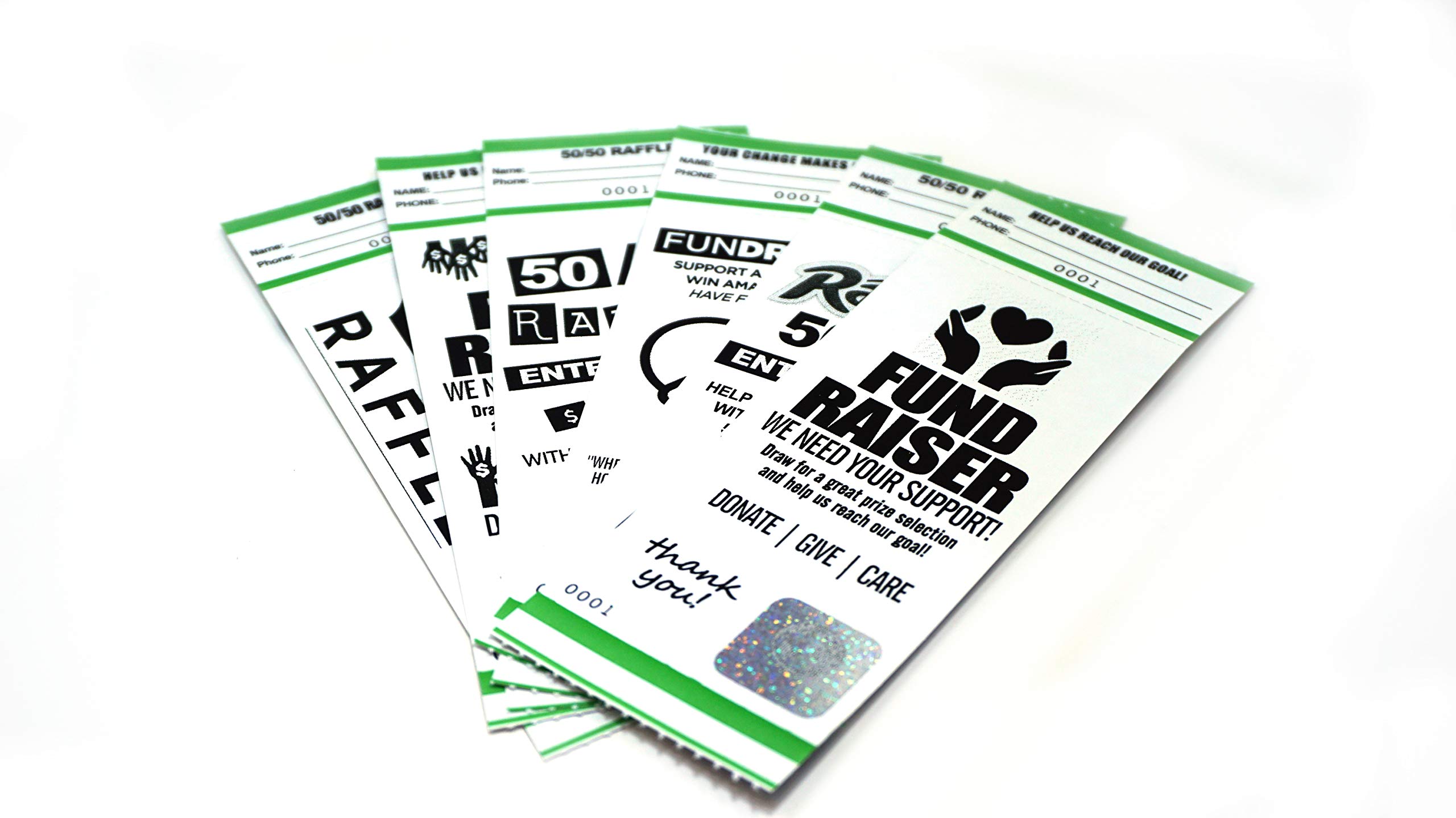 Fundraiser Tickets (Hands) - Fast & Affordable Event Tickets by MyZone Printing (Green, 100)