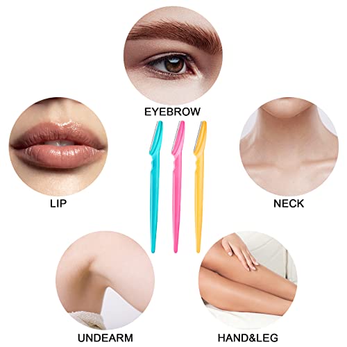 HFATMOS 12 Pcs Eyebrow Razor, Multipurpose Exfoliating Dermaplaning Tool Razors for Women Face, Facial Razors Eyebrow Shaper with Precision Cover for Women Men, Easy to Use