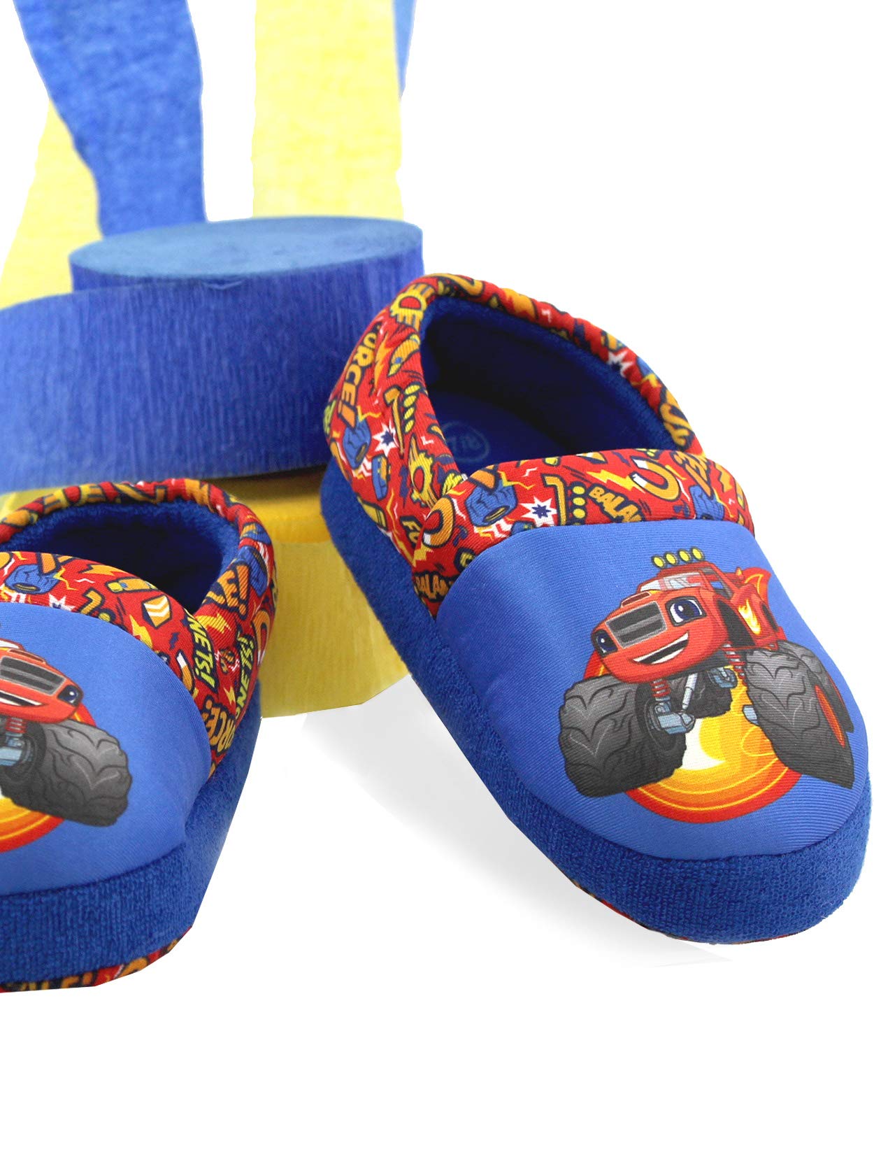 Blaze and The Monster Machines Boys Toddler Plush Aline Slippers (11-12 M US Little Kid, Red/Blue)