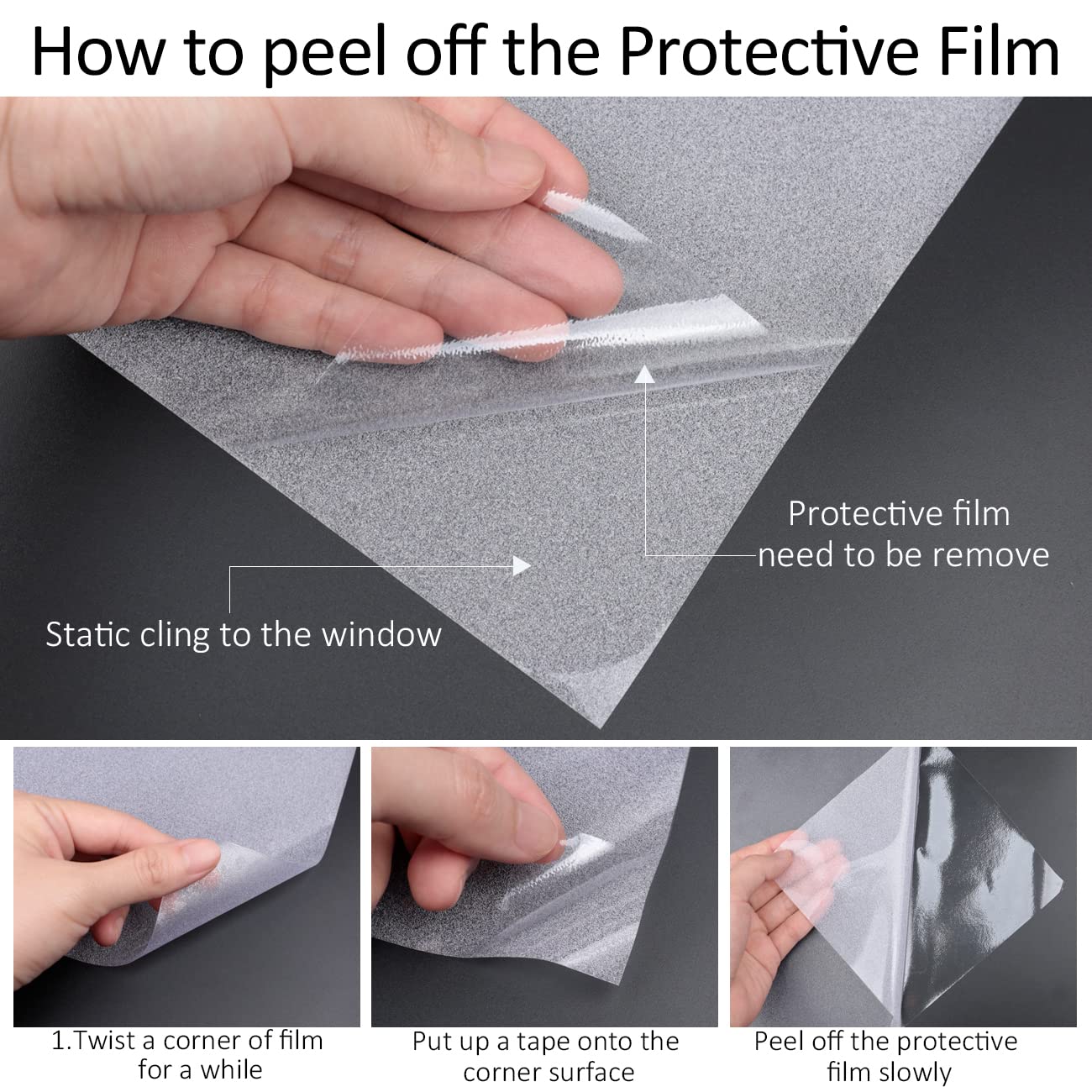HIDBEA Frosted Window Privacy Film Heat Control UV Blocking, Static Cling Non-Adhesive Reusable Door coverings for Bathroom Home Office (Frosted 11.8 Inch x 6.5 Feet)