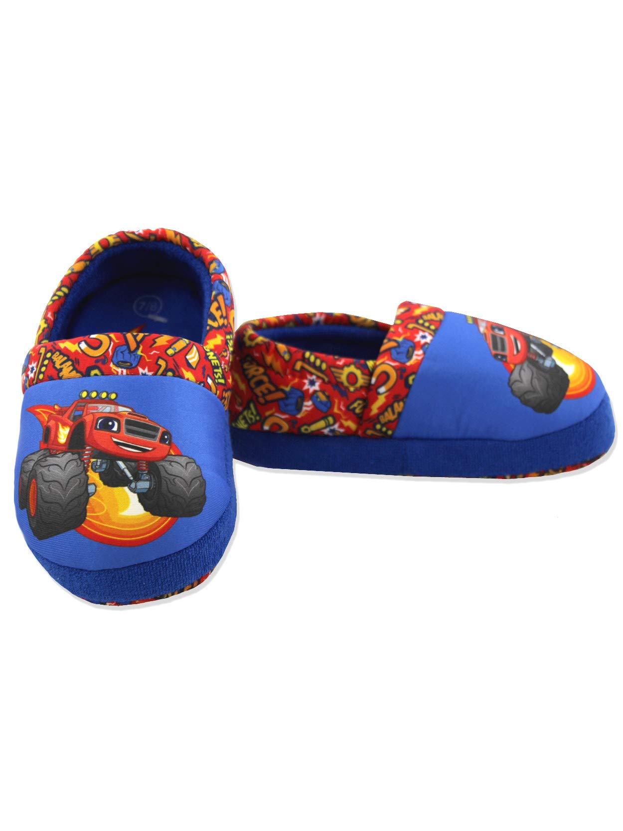 Blaze and The Monster Machines Boys Toddler Plush Aline Slippers (11-12 M US Little Kid, Red/Blue)