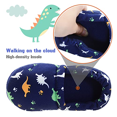 LA PLAGE Boys Slippers for Little Kid Winter Warm Indoor Slip-on Slippers Size 9-10 US Dinosaur