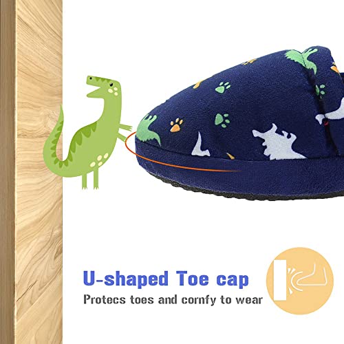 LA PLAGE Boys Slippers for Little Kid Winter Warm Indoor Slip-on Slippers Size 9-10 US Dinosaur