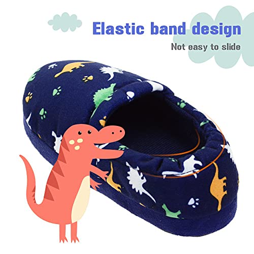 LA PLAGE Boys Slippers for Little Kid Winter Warm Indoor Slip-on Slippers Size 9-10 US Dinosaur