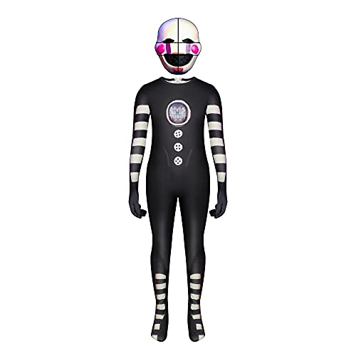 Brigcalki Five Nights Puppet Costumes Outfits for boys Scary Halloween Cosplay Bodysuit Black-3 6-7 Years