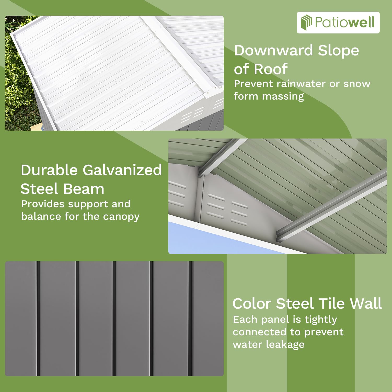 Patiowell 8x6 FT Outdoor Storage Shed, Metal Tool shed & Outdoor Storage with Lockable Doors & Air Vents, for Backyard Garden Patio, Gray