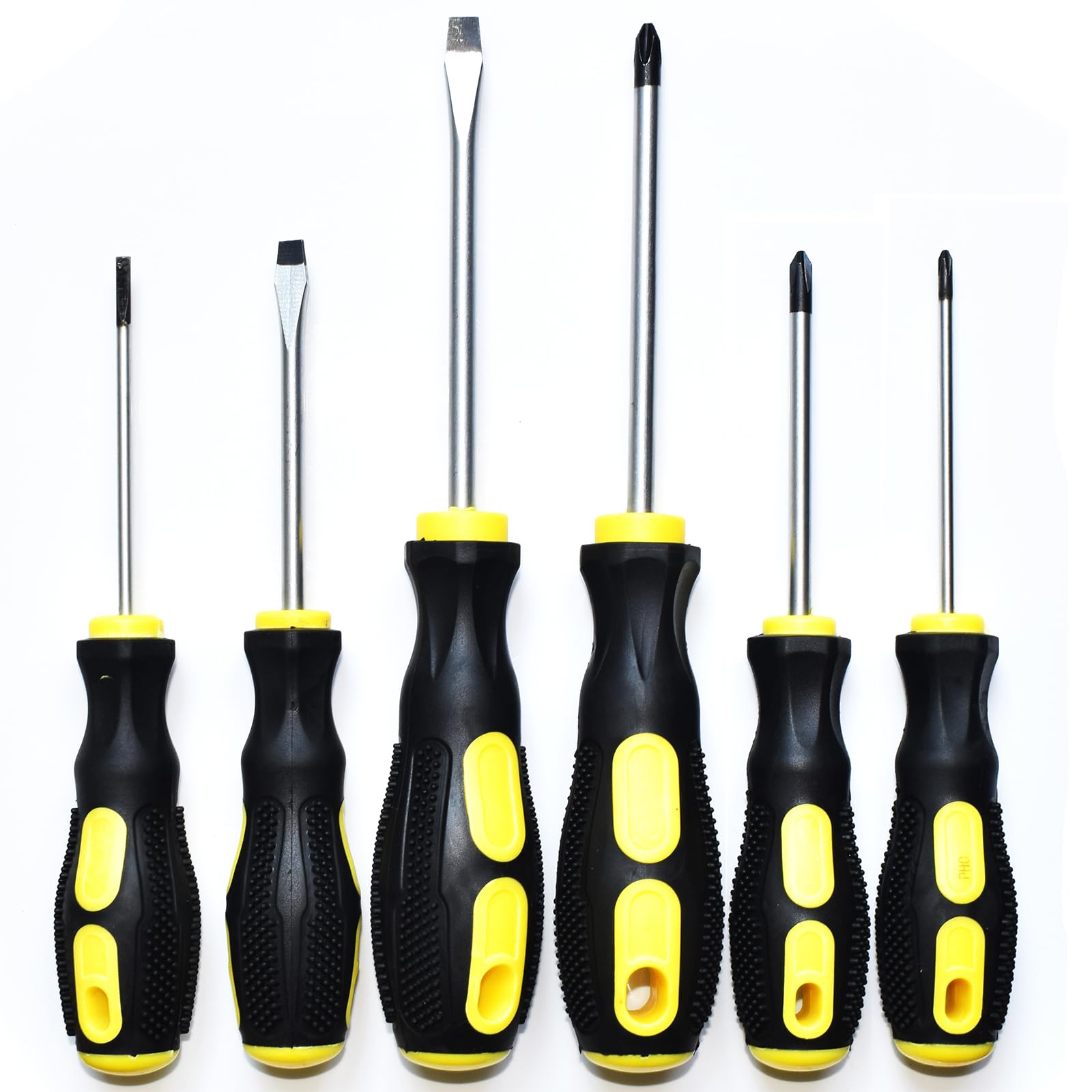 SKZIRI Phillips and Flat Head Screwdriver Set 6Pcs, 3 Phillips and 3 Flat Head Screwdriver with Magnetic Tips