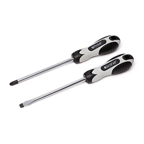 Amazon Basics 7 Piece Magnetic Tip Screwdriver Set - Slotted and Phillips, Grey Black
