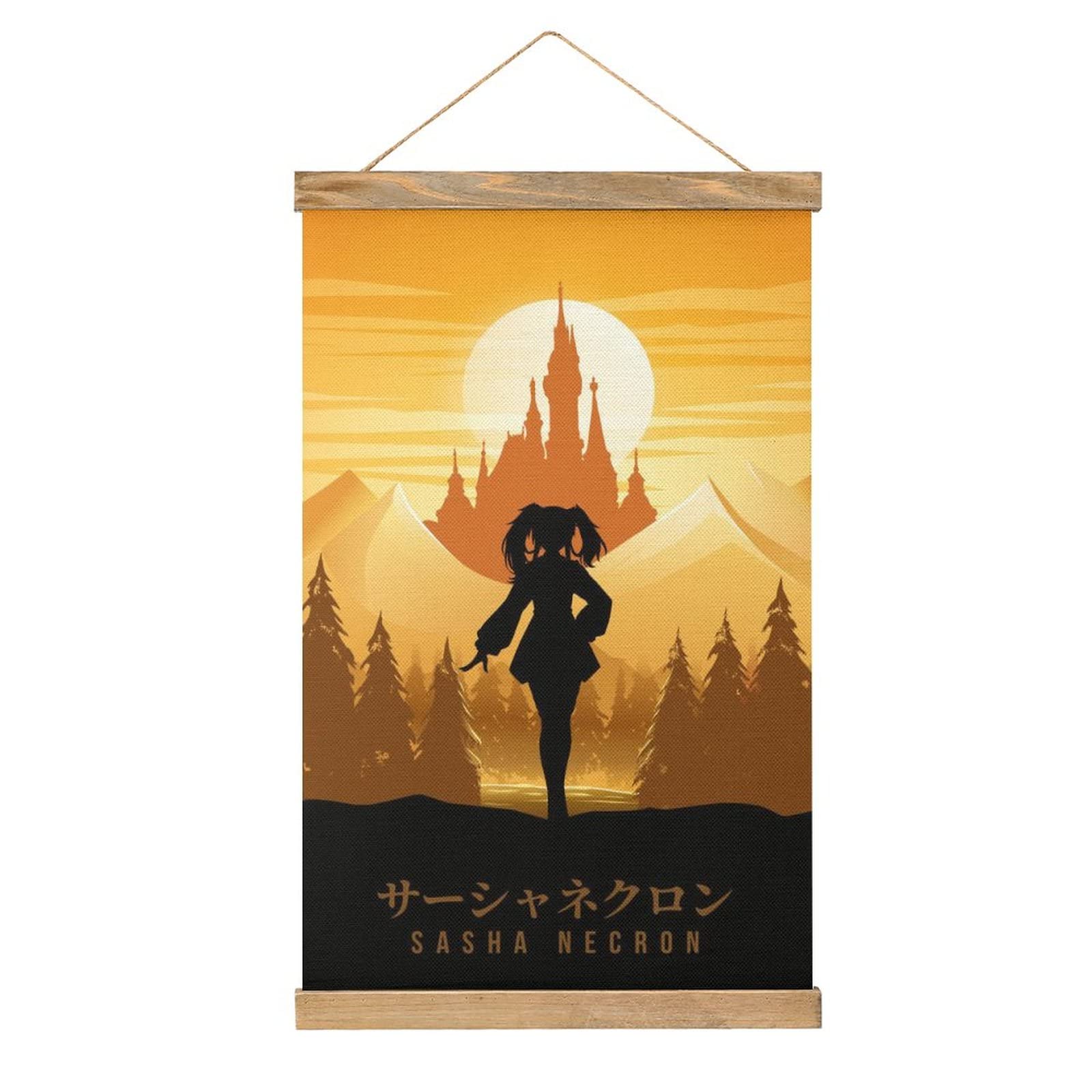 BAWUTZ Sasha Necron Maou Gakuin Scroll Poster Wall Fabric Decor Hanging Paintings Wood Frame Hanger Magnetic Kit Holder Print Picture for Living Room Bedroom Decoration