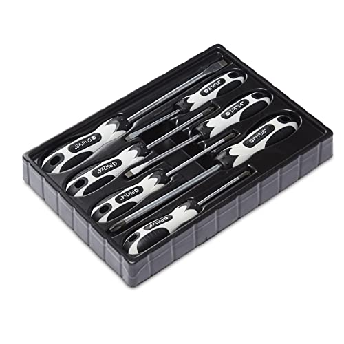 Amazon Basics 7 Piece Magnetic Tip Screwdriver Set - Slotted and Phillips, Grey Black