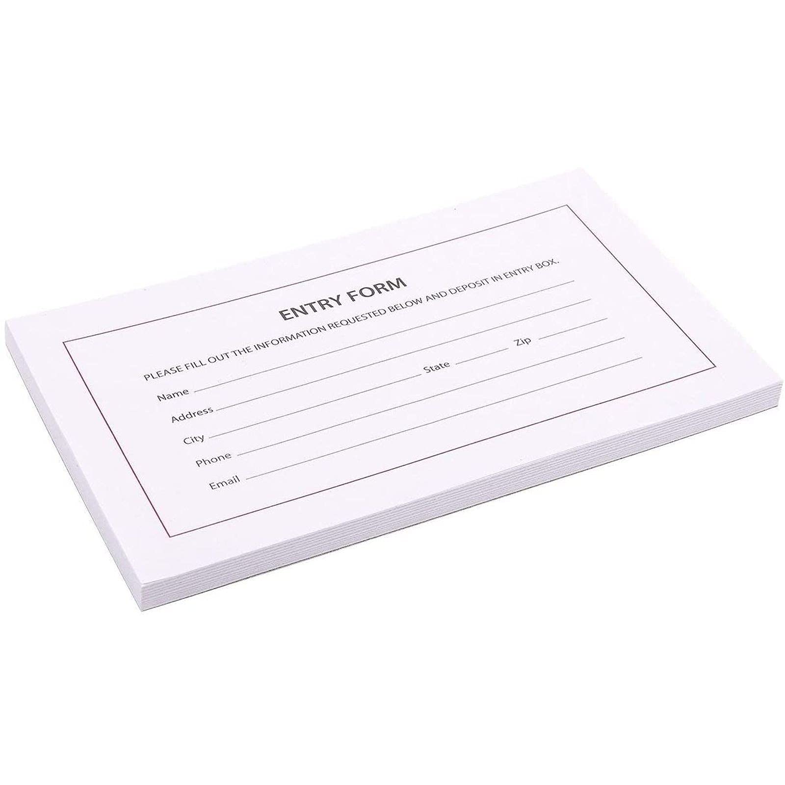 1000 Entry Forms - 10 Pads with 100 Sheets Per Pad - Entry Cards for Contests, Raffles, Ballots, Drawings, 6.2 x 3.7 Inches