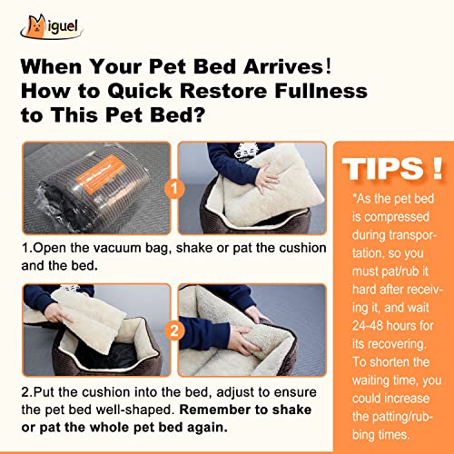 Miguel Dog Bed with Removable Cushion/Pillow for Medium Small Dogs, Washable Pet Bed with Side Easy to Wash Puppy Bed, Large Rectangle Cat Bed for Indoor Cat with Anti-Slip Bottom, Gray 30 Inch