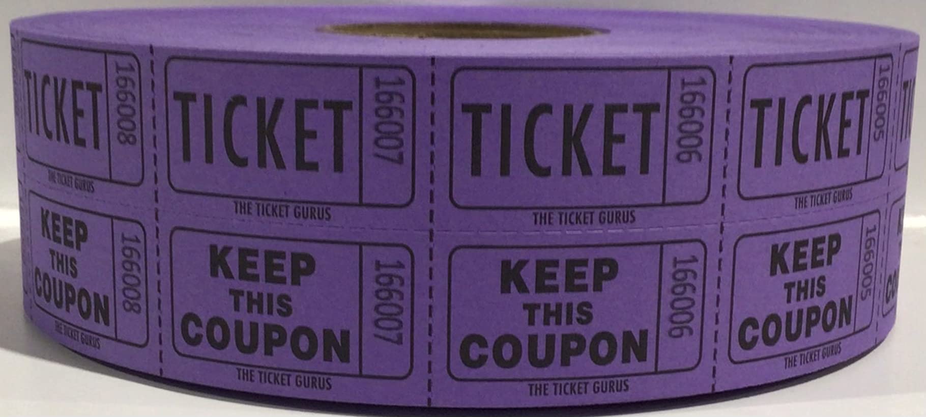 The Ticket Gurus-Raffle Tickets - (4 Rolls of 2000 Double Tickets) 8,000 Total 50/50 Raffle Tickets (2 Yellow & 2 Purple Rolls)