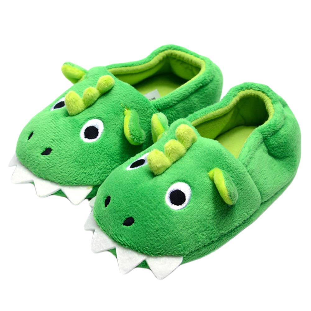 Toddler Baby Boys House Slipper Cute Dinosaur Cartoon Soft Anti-Slip Winter Shoes (Toddler/Little Kid) Green