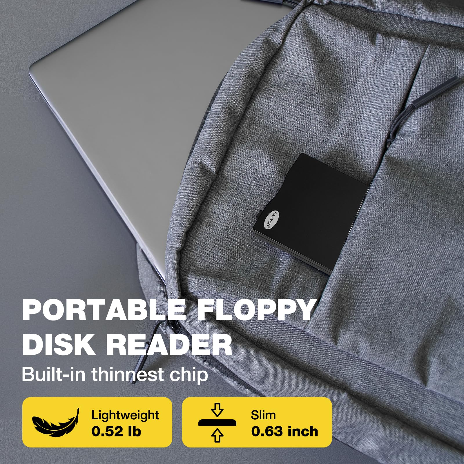 Floppy Disk Reader, External USB 2.0 & Type C Floppy Disc Reader, Portable 3.5 inch 1.44 MB Floppy Disk Drive for PC Laptop and Desktop with Windows 11/10/8/7/XP