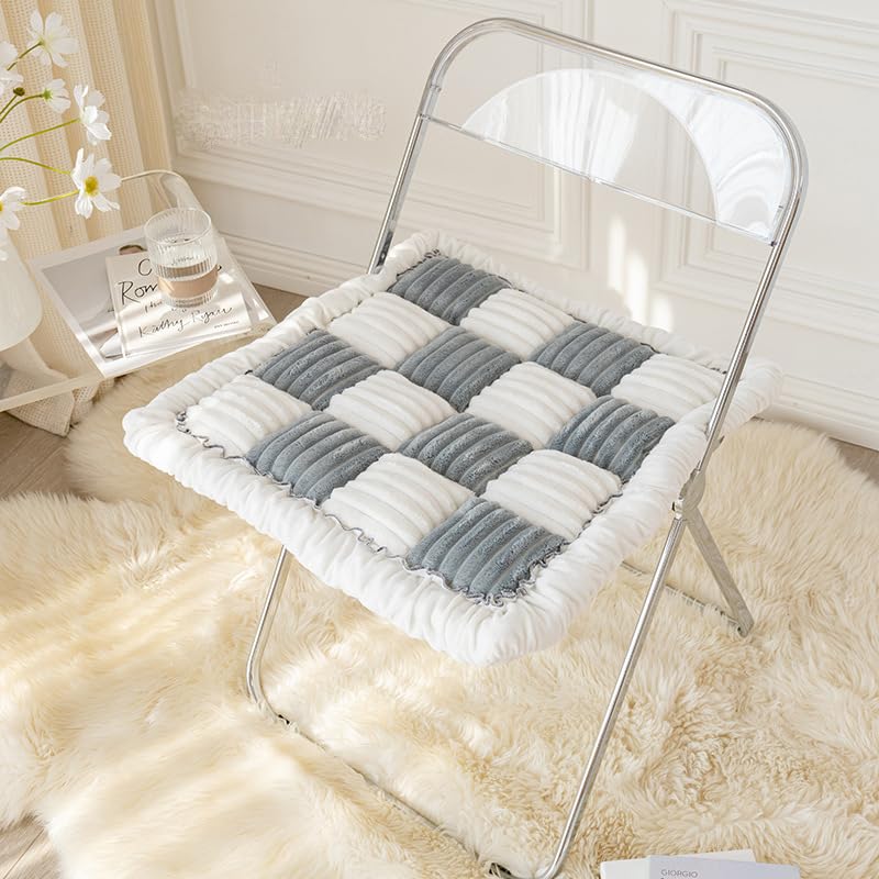 Funny Fuzzy Pet Couch Covers,FunnyFuzzy Cream-Coloured Large Plaid Square Pet Mat Bed,Protective Couch Cover for Sofa Floor Dogs Cats (Grey, 17.7 in*17.7 in)