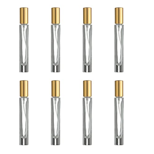 8 pcs Mini Empty Atomizer Bottle, 10ml Cylinder Shape Sprayer, Refillable Glass Mist Spray Bottle
