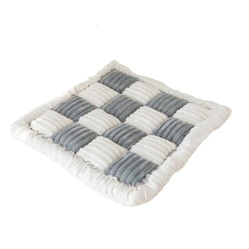 Funny Fuzzy Pet Couch Covers,FunnyFuzzy Cream-Coloured Large Plaid Square Pet Mat Bed,Protective Couch Cover for Sofa Floor Dogs Cats (Grey, 17.7 in*17.7 in)