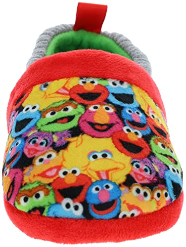 Sesame Street Toddler Slippers, Allover Character Print, Red/Grey, Size 9/10