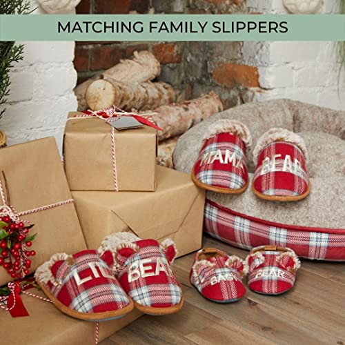 Dearfoams Easter Basket Stuffers Gifts for Kids Toddler Baby Slipper, Lil Bear Red/Blue Plaid, US 7-8 Unisex