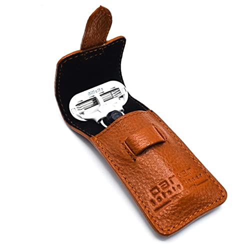 Parker Safety Razor, Gillette Venus Compatible Women’s Travel Sized Triple Blade Razor – Includes Saddle Brown Leather Razor Travel Case & One Cartridge