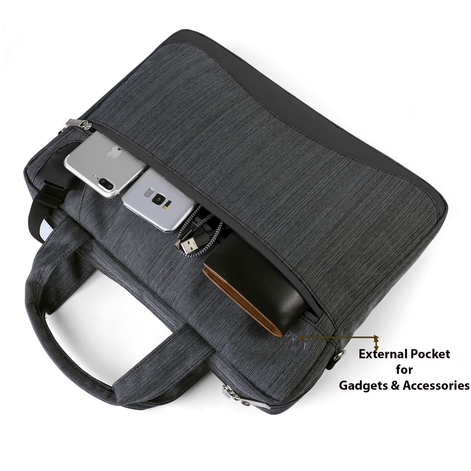slim water resistant durable nylon smart stylish briefcase messenger shoulder bag for proart studiobook, legion y540, msi raider, gram 16