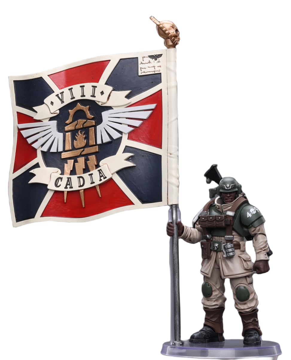 HiPlay JoyToy Warhammer 40K Collectible Figure: Astra Militarum Cadian Command Squad Veteran with Regimental Standard 1:18 Scale Action Figures JT7929 (Veteran with Regimental Standard)