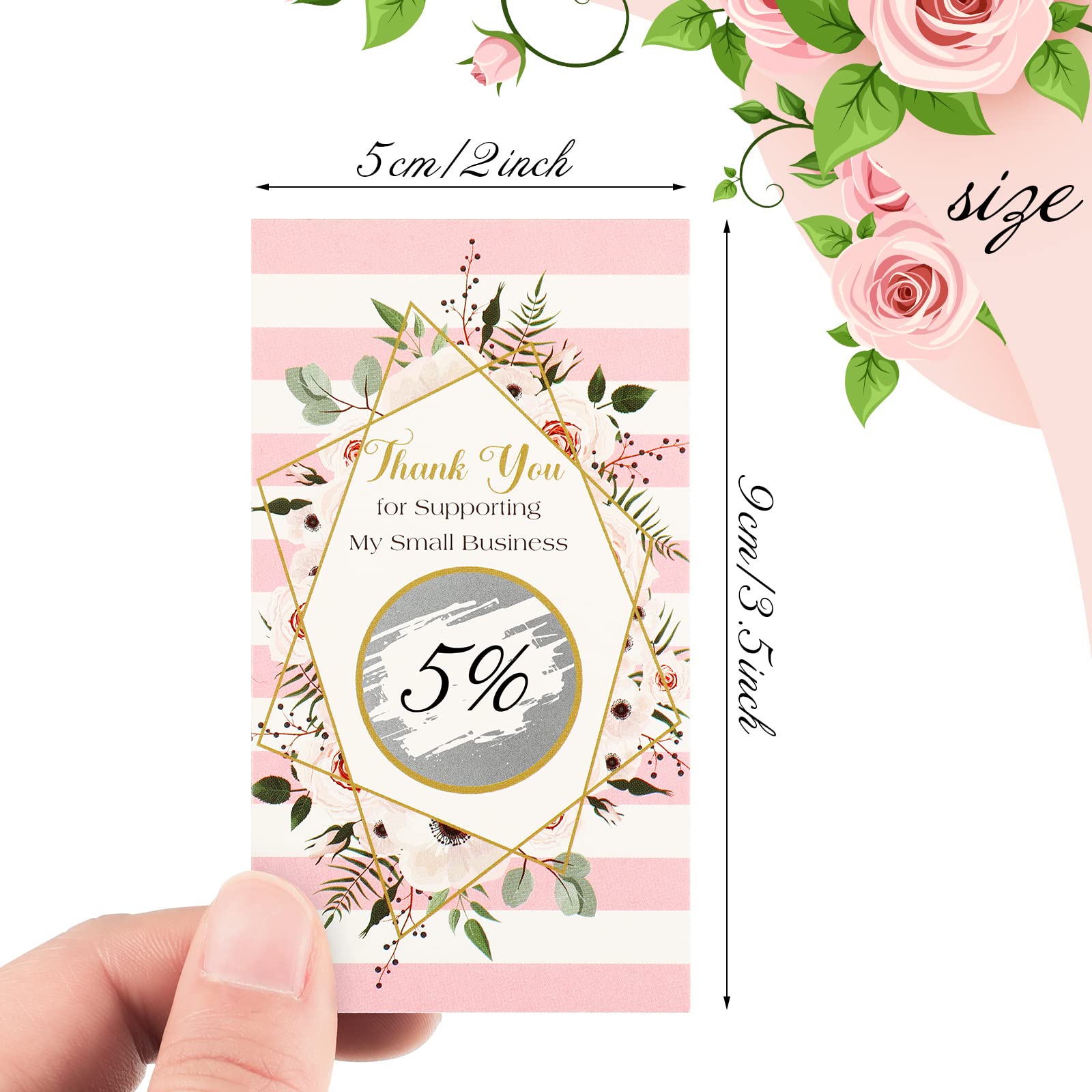 120 Pieces Scratch Off Cards for Small Business Thank You Gift Certificates Loyalty Scratch Cards and Stickers Personalized Blank Gift for Small Business Purchase (Flower Style)