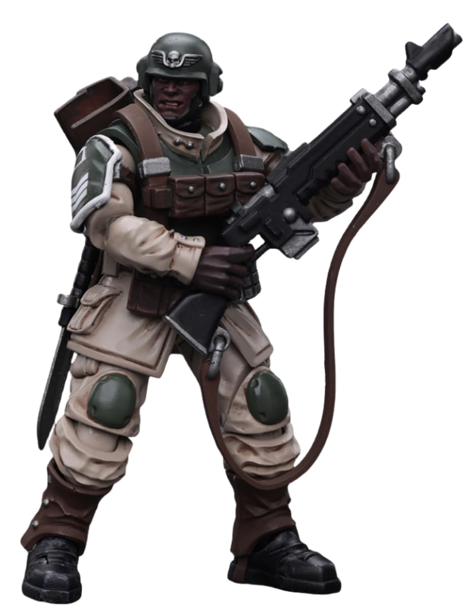 HiPlay JoyToy Warhammer 40K Collectible Figure: Astra Militarum Cadian Command Squad Veteran with Regimental Standard 1:18 Scale Action Figures JT7929 (Veteran with Regimental Standard)