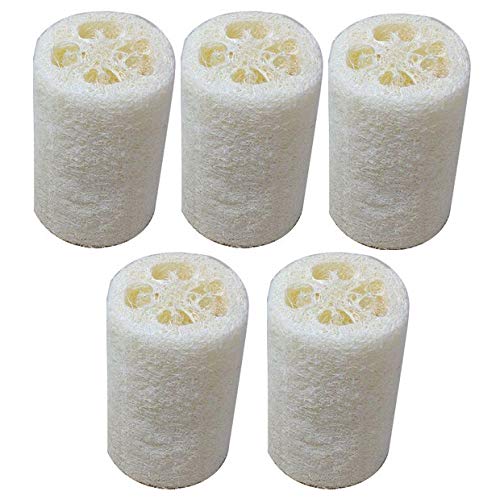 vmree Premium Natural Egyptian Shower Loofah Sponge, Large Exfoliating Shower Loofa Body Scrubbers Buff Away Dead Skin, Natural Bath and Body Sponge, Loofah Back Scrubber (5PCS, White)