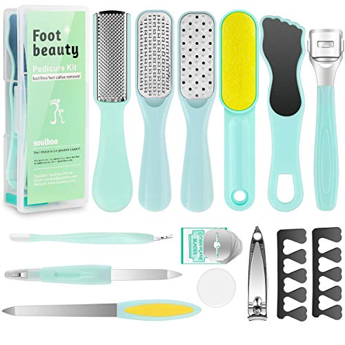 Pedicure Foot File Tools Kit - Professional Feet Corns Callus Remover Shaver Hard Dead Skin Removal Double-sided Home Professional Wet Dry Use Best Gift for Family Friends Men Women Foot Care Set