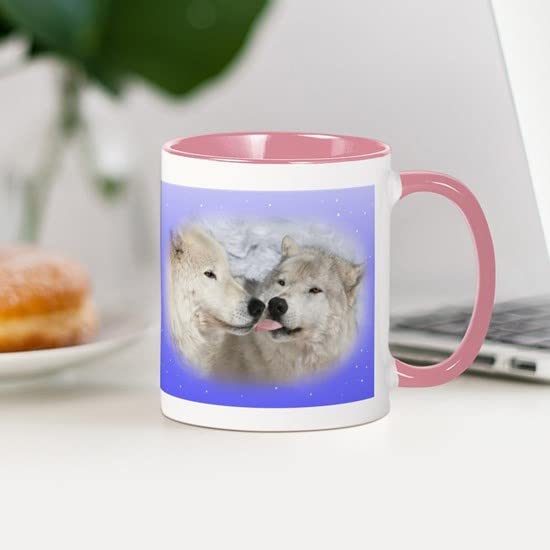 CafePress Kissing Arctic Wolves Wolf Mug Ceramic Coffee Mug, Tea Cup 11 oz