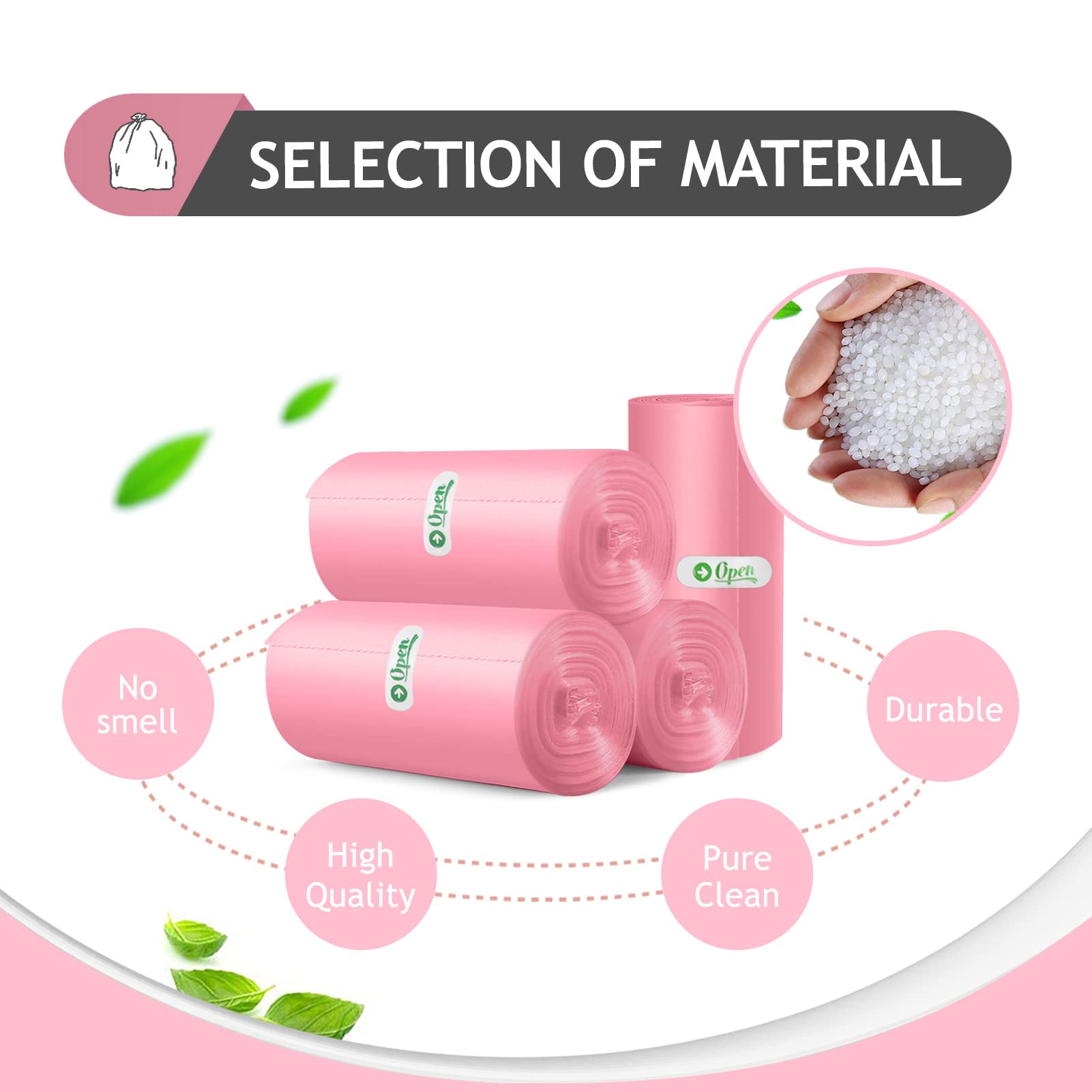 Teivio 2 Gallon 120 Counts Strong Trash Bags Garbage Bags, Bathroom Trash Can Bin Liners, Plastic Bags for home office kitchen, Pink