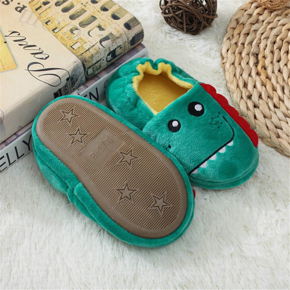 LZSYC Toddler Boys Dinosaur Plush Slipper Indoor, 11-12 Little Kid