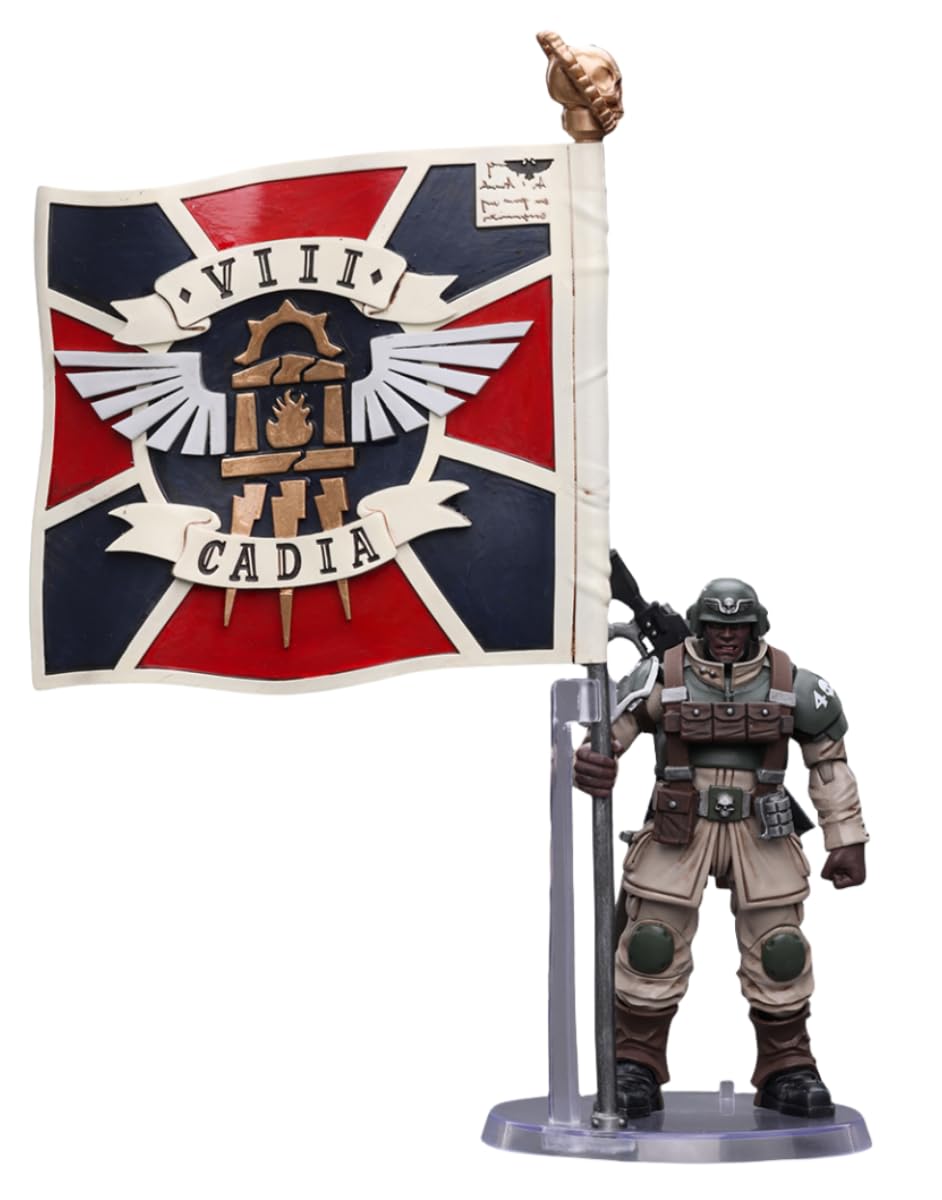 HiPlay JoyToy Warhammer 40K Collectible Figure: Astra Militarum Cadian Command Squad Veteran with Regimental Standard 1:18 Scale Action Figures JT7929 (Veteran with Regimental Standard)
