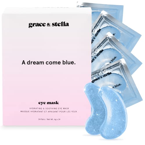 Under Eye Mask - Reduce Dark Circles, Puffy Eyes, Undereye Bags, Wrinkles - Gel Under Eye Patches, Vegan Cruelty-Free Self Care by grace and stella (48 Pairs, Blue)