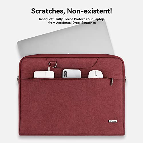 Voova Laptop Bag,17 17.3 Inch Laptop Sleeve Carrying Case Slim Computer Messenger Shoulder Briefcase with Strap Compatible with MacBook Pro/New Razer Blade Pro 17 Dell Asus Acer Hp Notebook,Wine Red