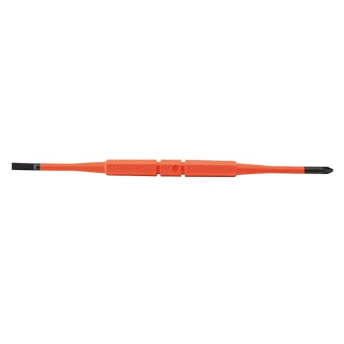 Klein Tools 32286 Insulated Screwdriver, 2-in-1 Screwdriver Set with Flip Blade, #1 Phillips and 3/16-Inch Slotted Tips, Double-Ended Blades