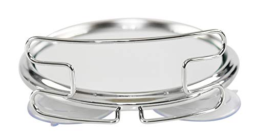 Home-X Small Fogless Suction-Cup Mirror, Shower Mirror, Shaving Mirror with Razor Holder for Shower, 6 ½" L x 6" W x 2 ½" H, Chrome