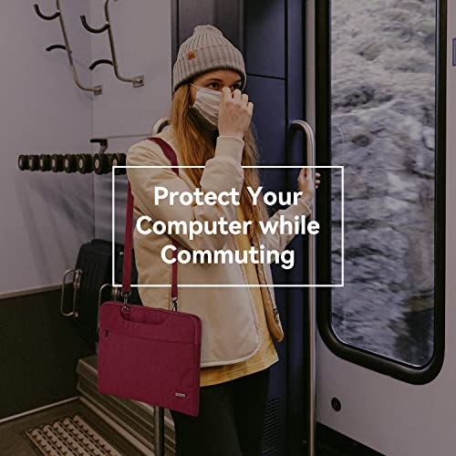 Voova Laptop Bag,17 17.3 Inch Laptop Sleeve Carrying Case Slim Computer Messenger Shoulder Briefcase with Strap Compatible with MacBook Pro/New Razer Blade Pro 17 Dell Asus Acer Hp Notebook,Wine Red