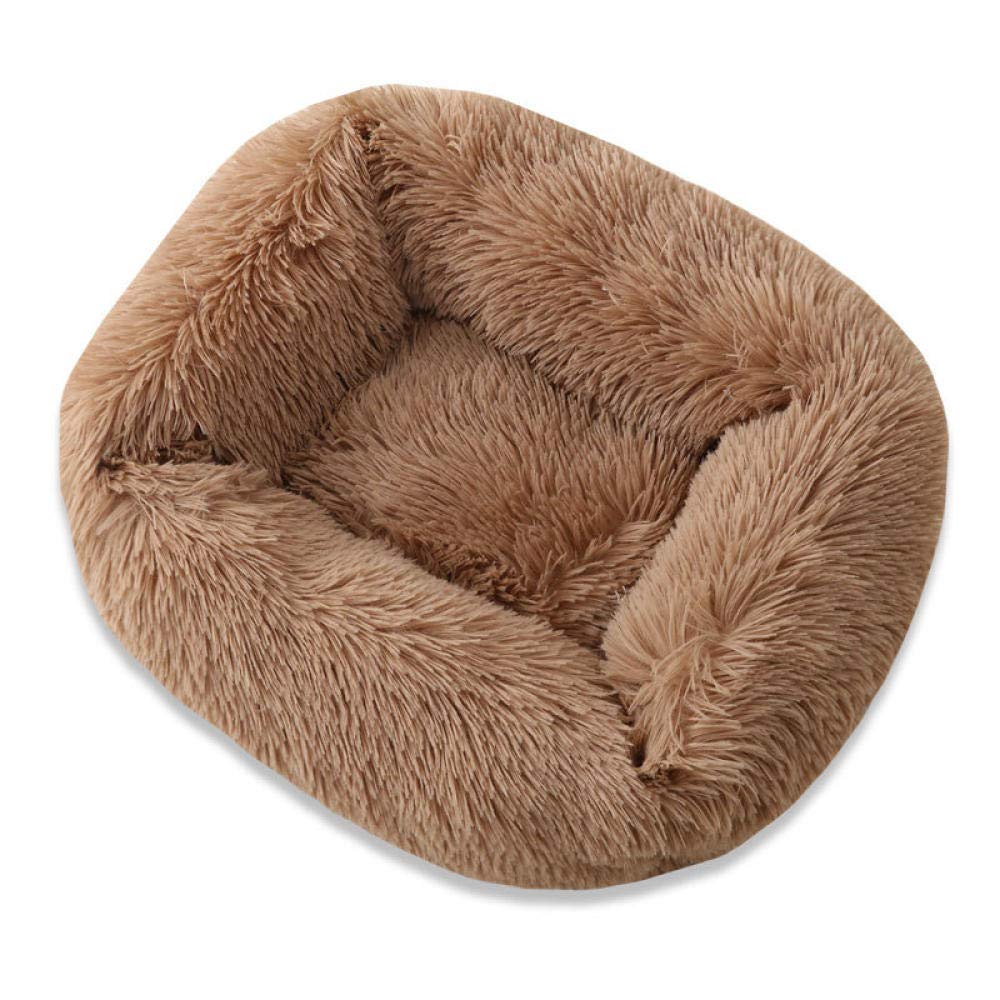 Bed Light Brown Plush Square Beds for Small Medium Large Dogs Super Soft Winter Warm Sleeping Mats for Cats 1Pcs S