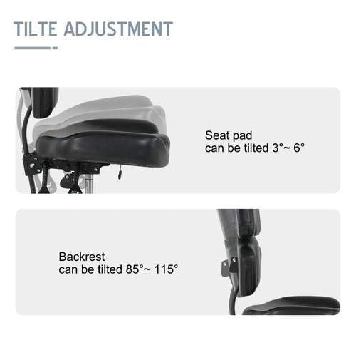 TULLY Tattoo Master Chair Heavy Duty Metal Rolling Base Professional Hydraulic Stool Adjustable Height 18”-24”, Black