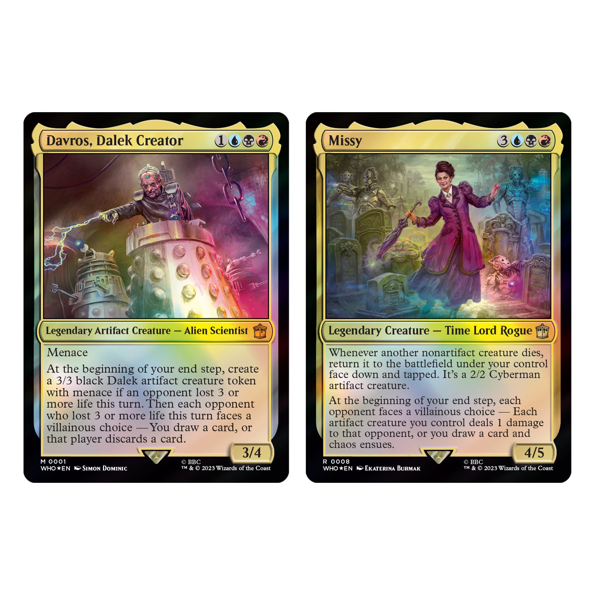 Magic: The Gathering Doctor Who Commander Deck - Masters of Evil (100-Card Deck, 2-Card Collector Booster Sample Pack + Accessories)