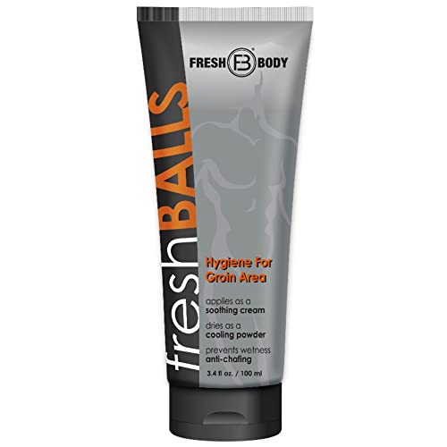 Fresh Balls Anti-Chafing Cream for Men, 3.4oz + Asswipes, 45ct Bundle with Anti-Monkey Butt Anti-Chafing Powder, 6oz